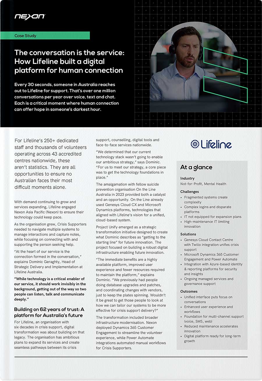 Lifeline Australia | Customer Success Story | Nexon Asia Pacific